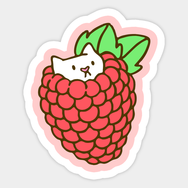 Raspberry Kitten - Cute Cat - Sticker | TeePublic