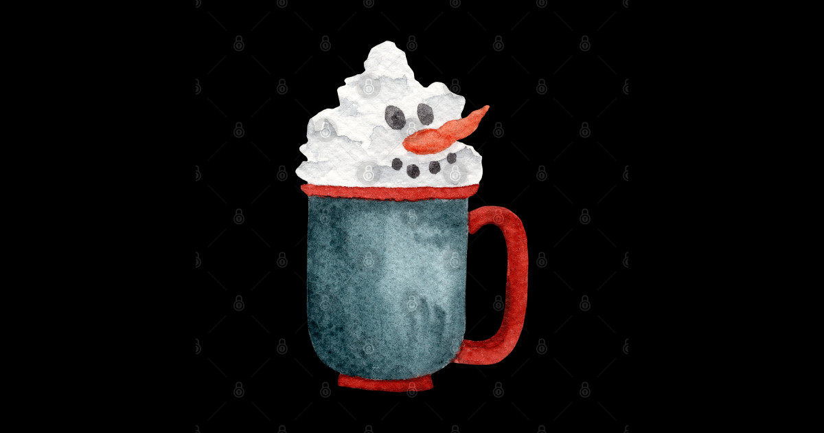 Hot Chocolate Snowman - red and blue mug - Snowman Face - Posters and ...