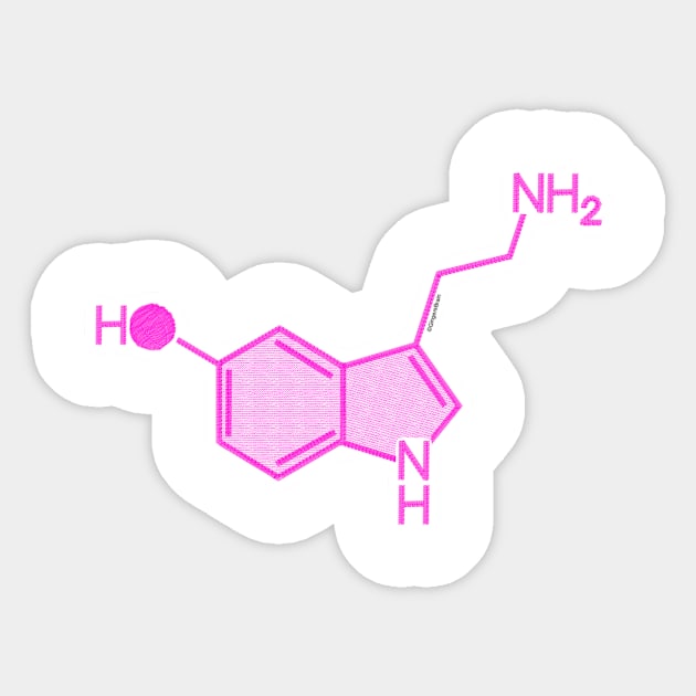 Garter Stitch Serotonin Pink - Serotonin Molecule - Sticker | TeePublic