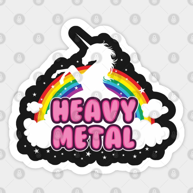 heavy metal parody funny unicorn rainbow - Unicorn - Sticker | TeePublic