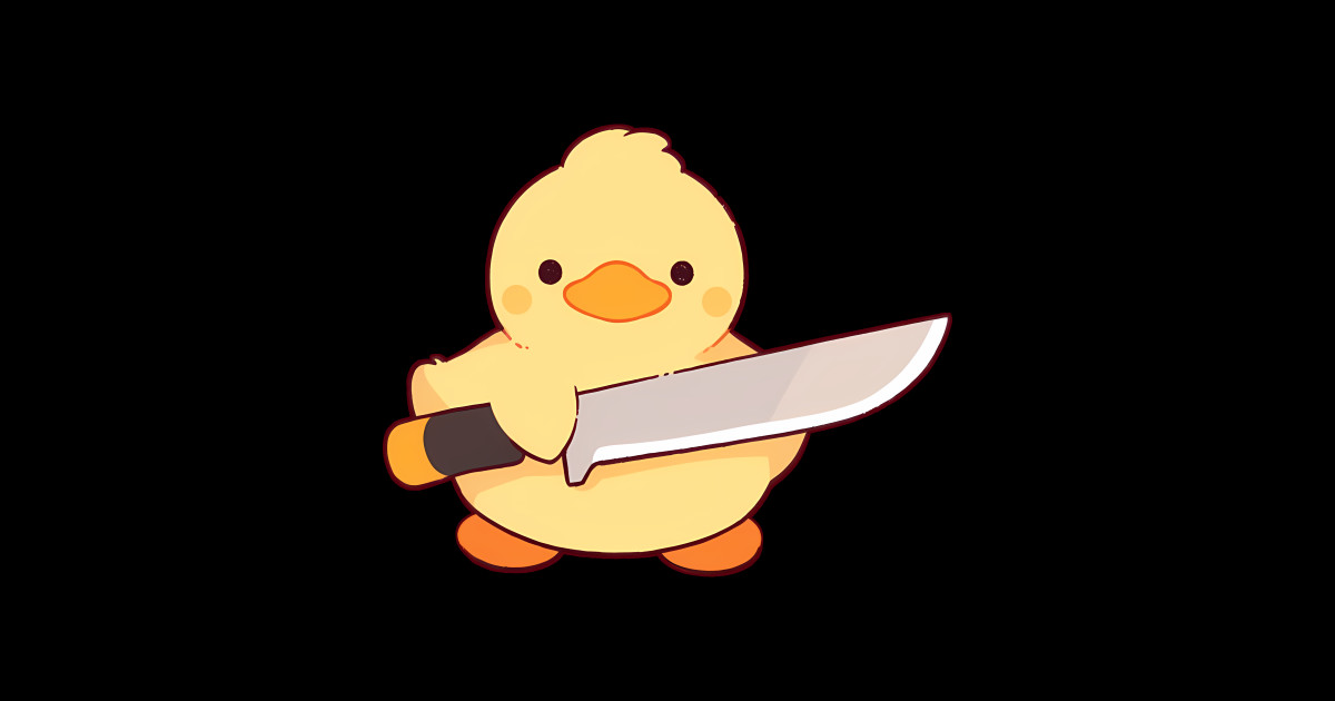 Cute Duck With Knife - Duck - Sticker | TeePublic