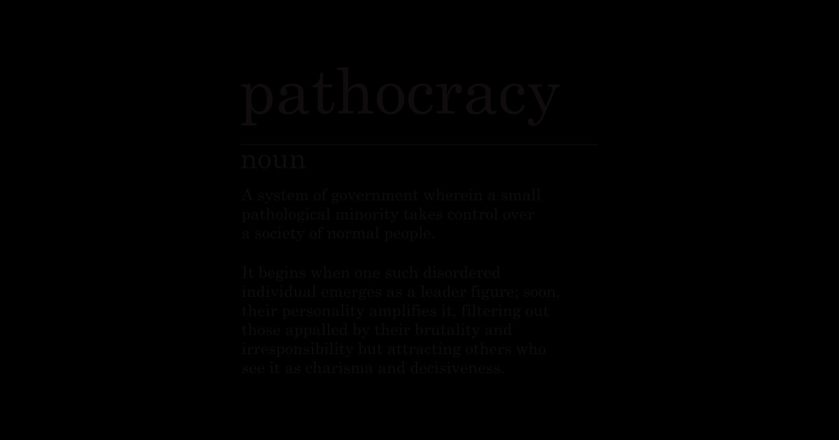 Pathocracy black - Political - Sticker | TeePublic