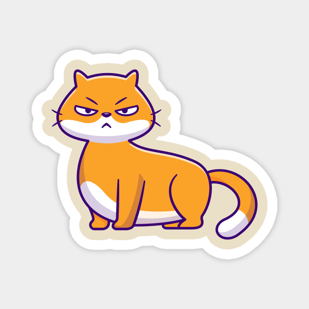 Cute Angry Cat Cartoon - Cute Angry Cat Cartoon - Magnet | TeePublic