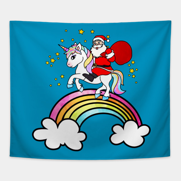 Santa claus and unicorn - Santa Claus - Tapestry | TeePublic
