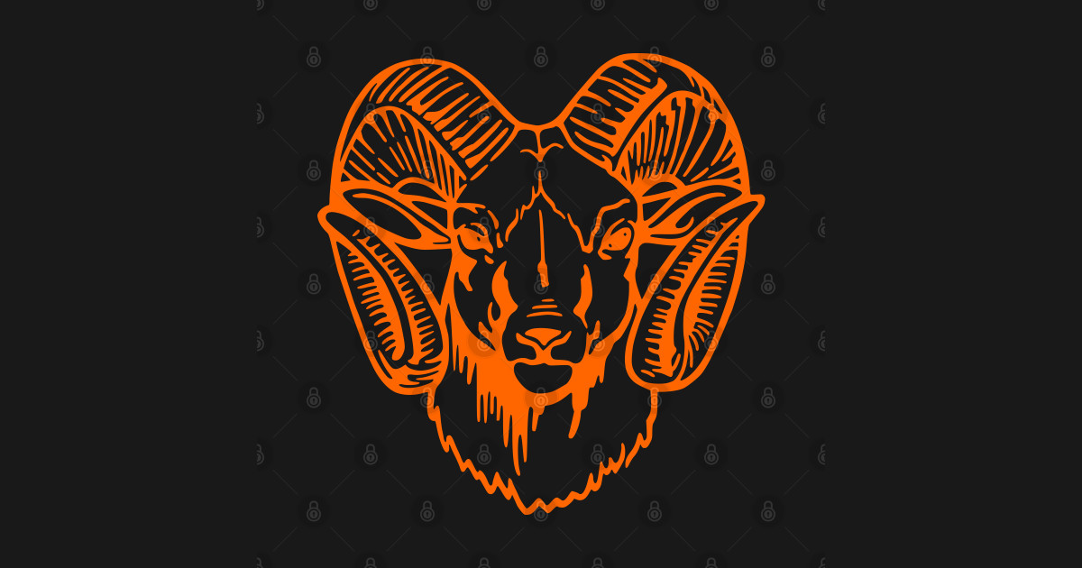 Mascot Head of a Ram (Drawing - Illustration) Safety Orange - Mascot ...