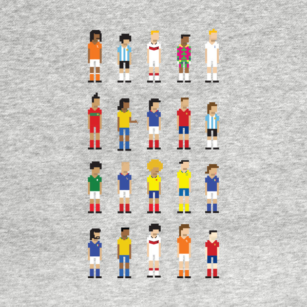 Historic football players in 8-bit - Futbol - T-Shirt | TeePublic