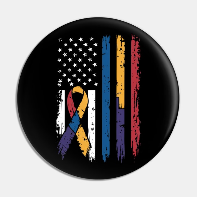 American Flag Purple Blue Yellow Ribbon Bladder Cancer - American Flag ...