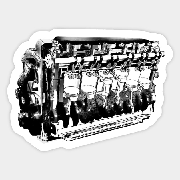V12 ENGINE DESIGN - Engine - Sticker | TeePublic
