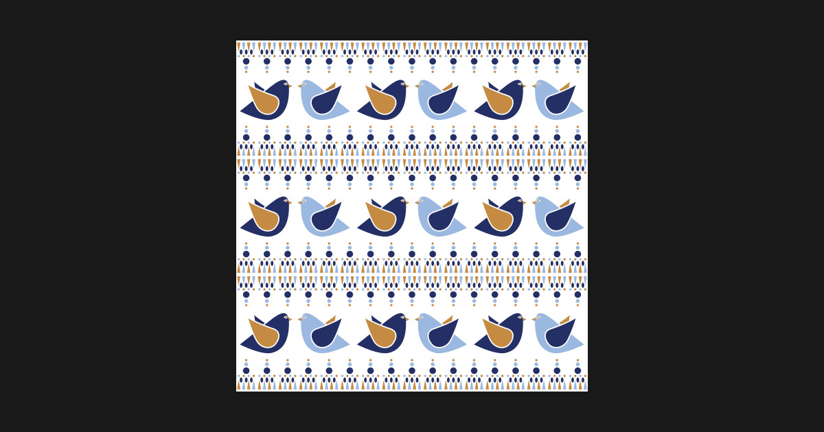 Gold And Blue Birds Pattern - Gold - T-Shirt | TeePublic