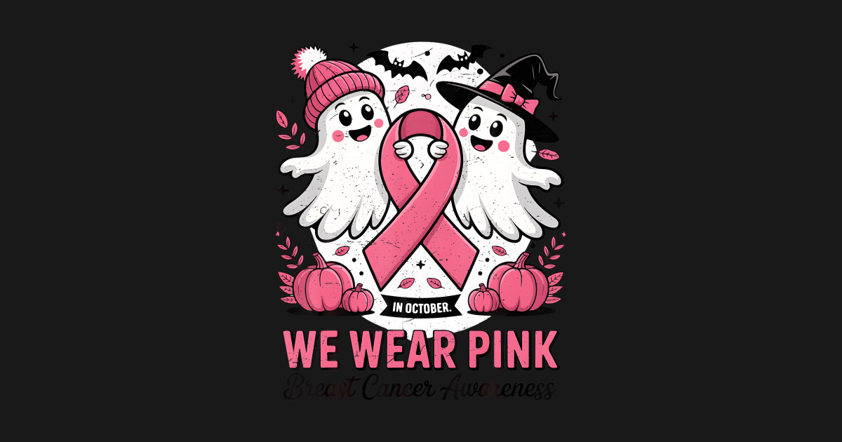 In October Pink Ghost Witch Breast - October Wear Pink - T-Shirt ...