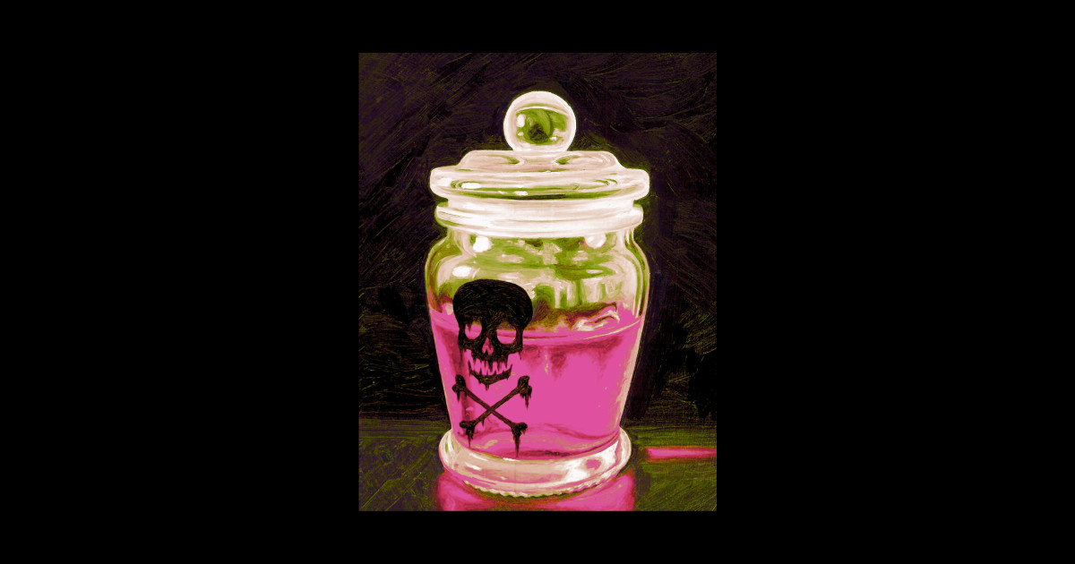 Skull & Crossbones potion glass whisky drinks decanter - Pink - Sticker ...