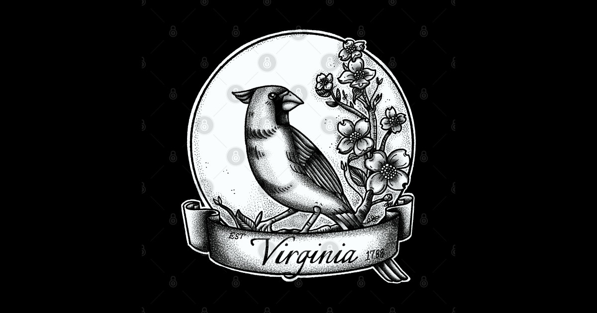Virginia state Tattoo style design - Virginia State - Sticker | TeePublic