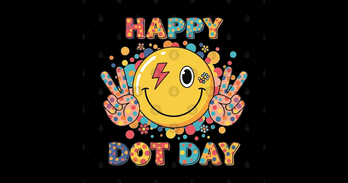 Happy Dot Day Groovy Smile Face Colorful Polka Dots - Groovy Dot Day ...