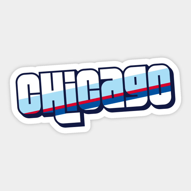 Retro Chicago Word Art with Stripes CHI - Chicago - Sticker | TeePublic