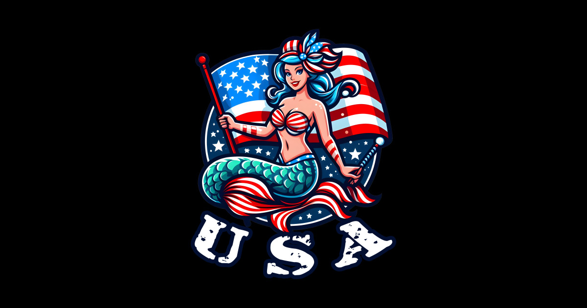 USA Mermaid - Mermaid - Sticker | TeePublic