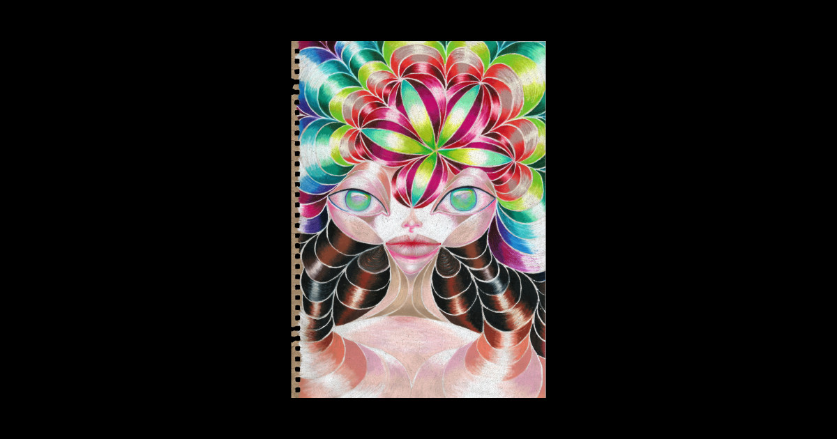 Spring Carnival Girl Alien Op-Art - Face - Sticker | TeePublic