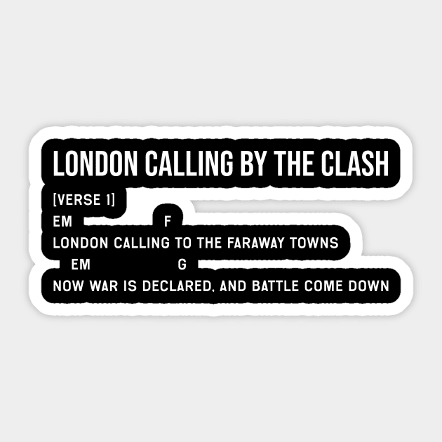 London Calling Chords Lyrics - Punk Rock - Sticker | TeePublic