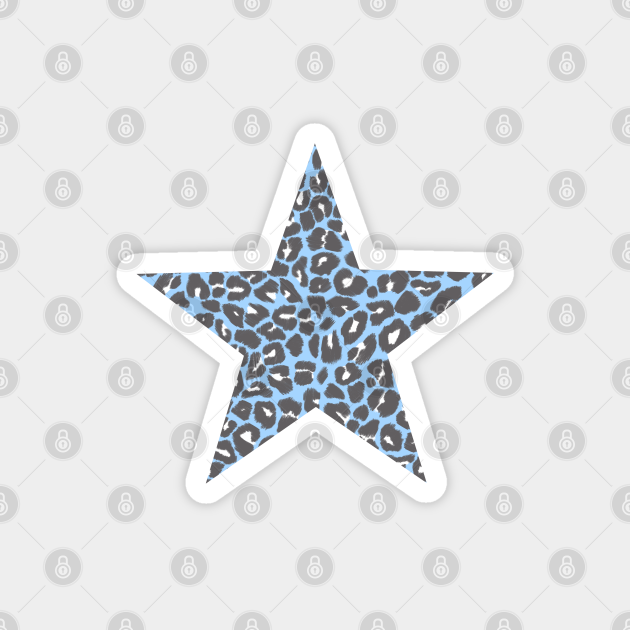 Leopard Print Star Pattern in Blue, Grey and White - Leopard - Magnet ...