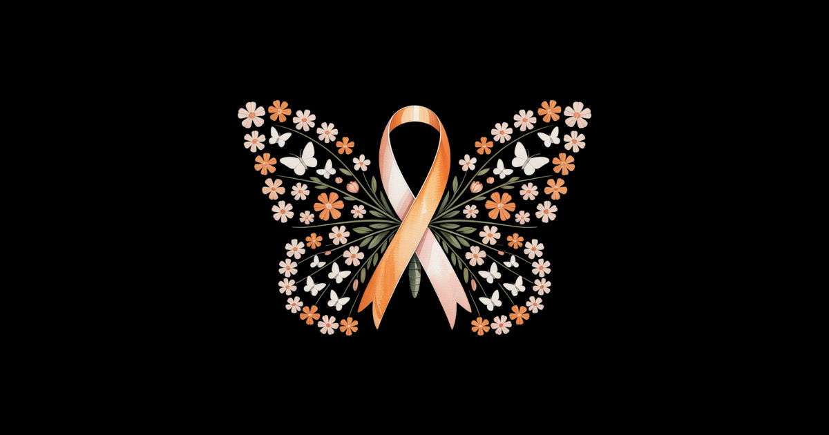Flower Butterfly Leukemia Cancer Awareness Ribbon - Flower Butterfly ...