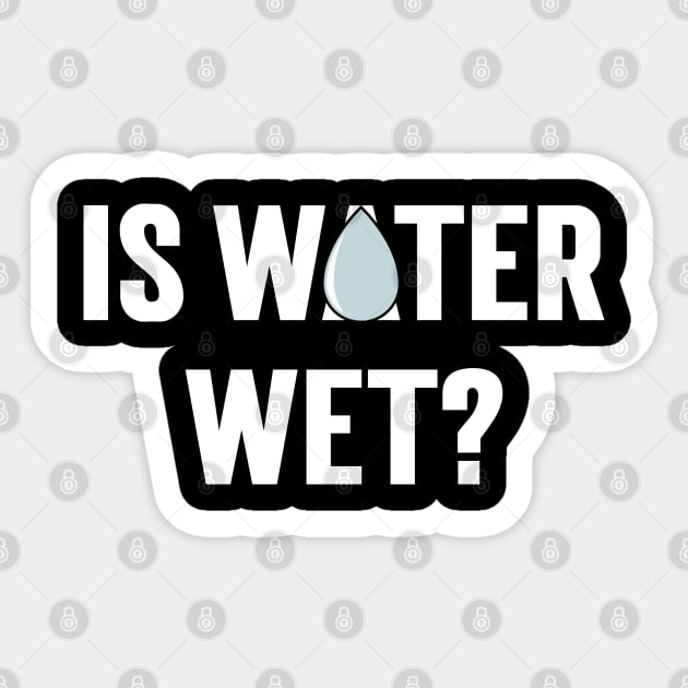 Is Water Wet? - Funny Gift - Sticker | TeePublic