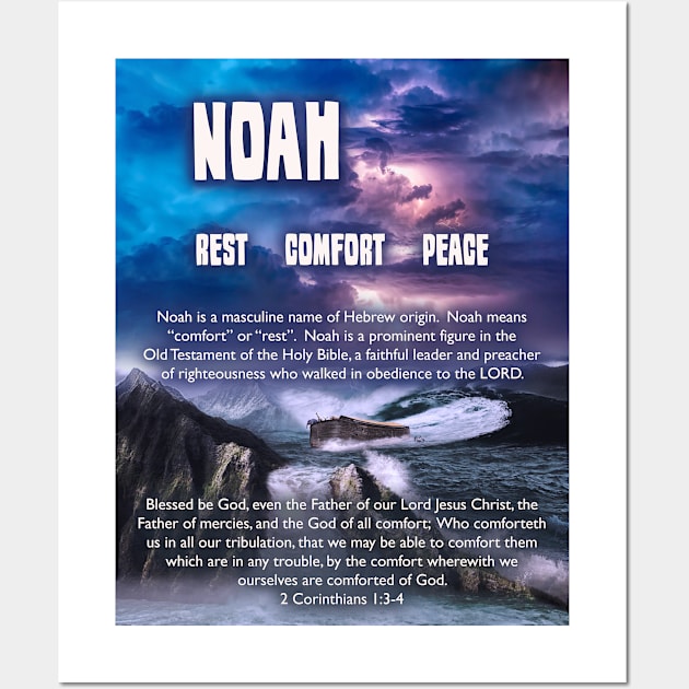 Noah Name Meaning with Bible Verse for Boy Nursery Bedroom Birthday ...
