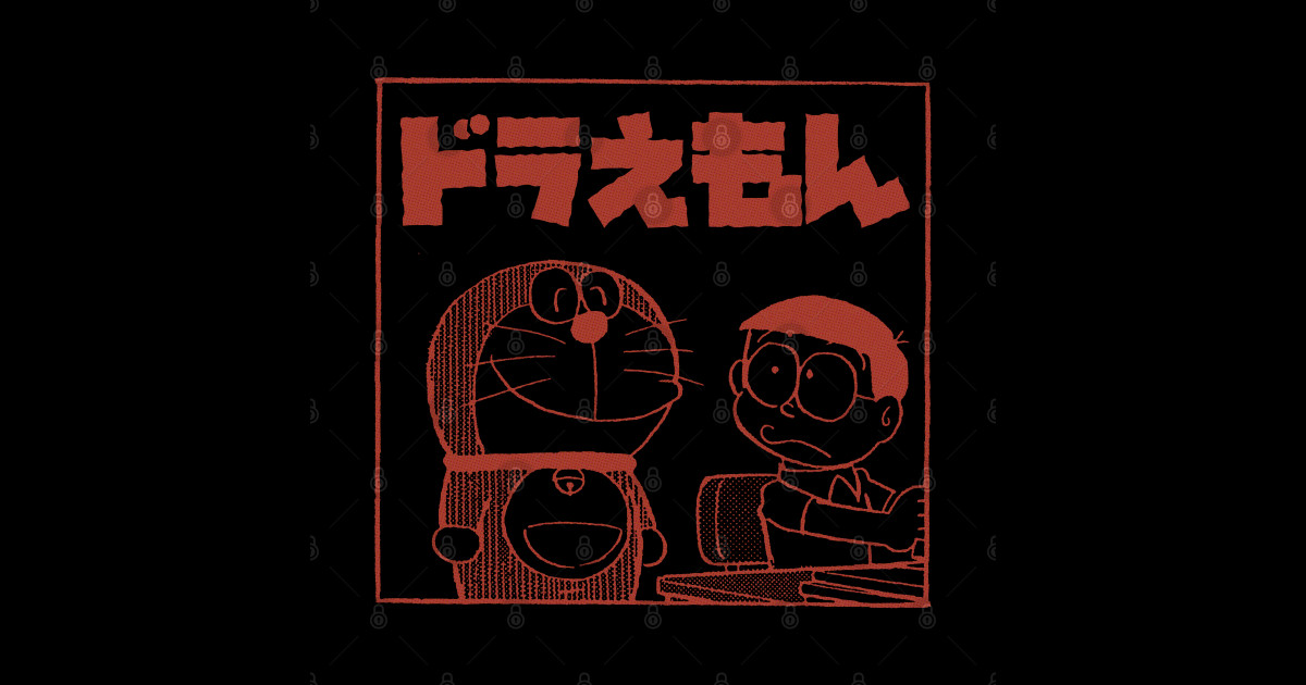 DORAEMON & NOBITA | RETRO Illustration, Manga 1969. Vintage Red ...