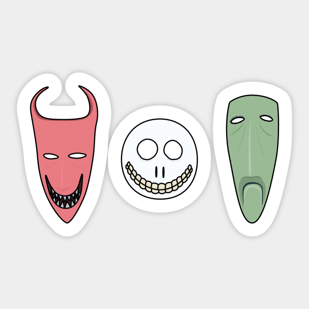 Lock, Shock and Barrel Masks - Nightmare Before Christmas - Sticker ...