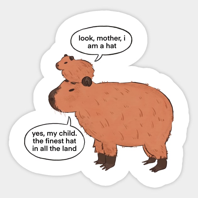 Capybara hat - Capybara - Sticker | TeePublic