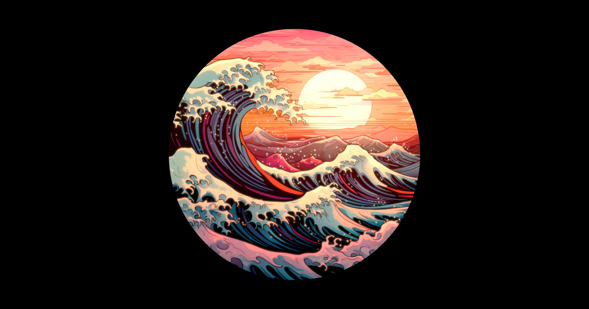 Japan great Wave of Kanagawa Art - Rising Sun - Great Wave Off Kanagawa ...