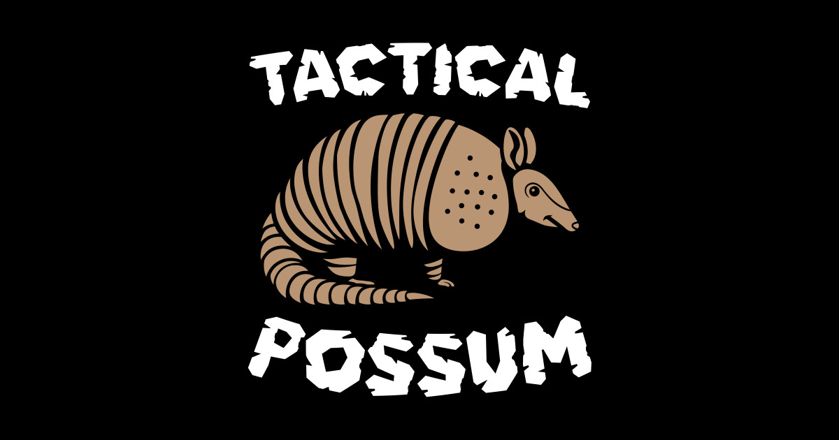Tactical Possum Funny Armadillo Cartoon Graphic - Armadillo - Sticker ...