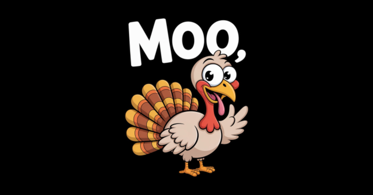 Funny Turkey Moo Thanksgiving - Moo Thanksgiving - Sticker | TeePublic