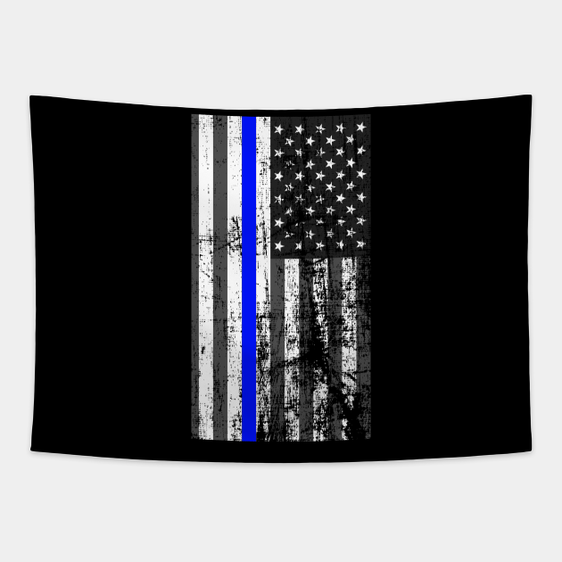 US Thin Blue Line Flag - Thin Blue Line - Tapestry | TeePublic