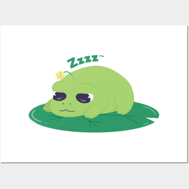 Sleepy Frog | Tired Frog | Cute Frog on Lily Pad - Frog - Posters and ...