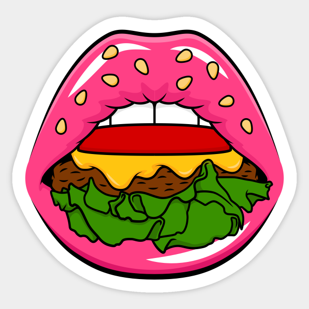 Burger Lips - Burger - Sticker | TeePublic