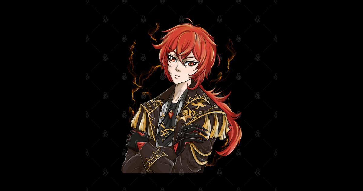 Diluc Genshin Impact - Diluc - Sticker | TeePublic