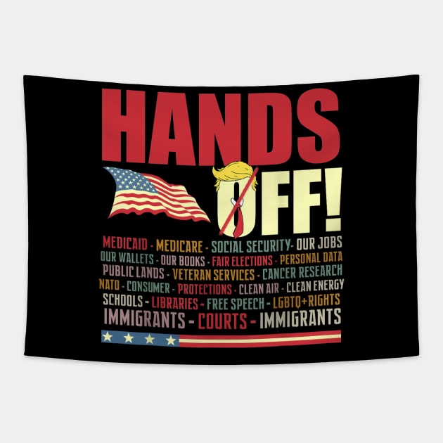 Resist Hands Off Protest Anti Trump vintage 2025 - Hands Off - Tapestry ...