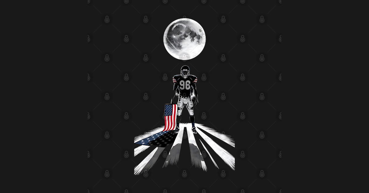 Football Center American Flag Full Moon Football Player - Football ...