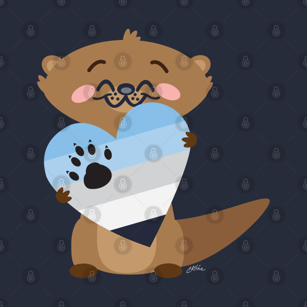 Otter with Otter Pride Flag heart - Pride - T-Shirt | TeePublic
