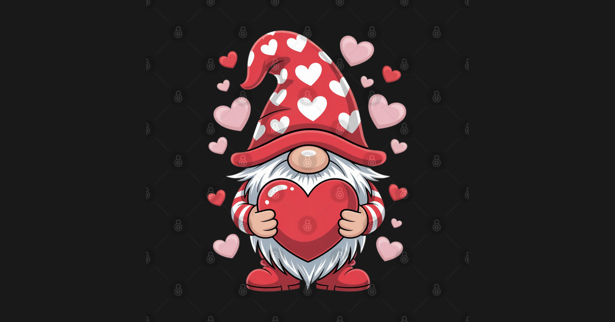 Cute Valentine Gnome Holding Heart - Cute Valentine Gnome - T-Shirt ...