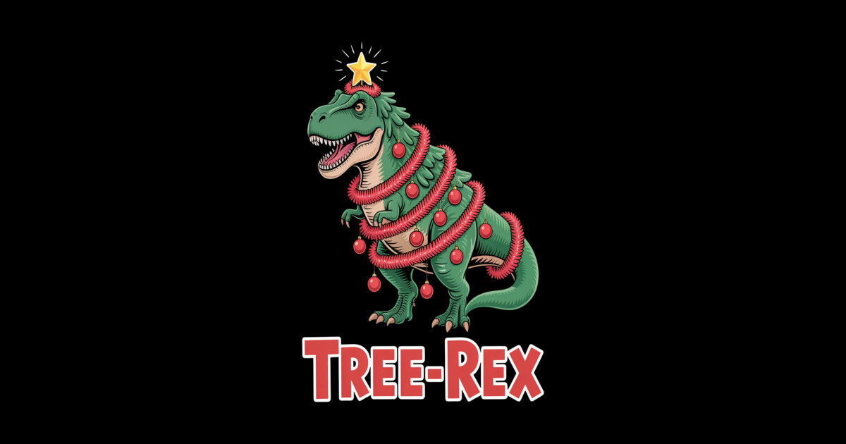 MERRY CHRISTMAS TREE REX - Merry Christmas Tree Rex - Sticker | TeePublic