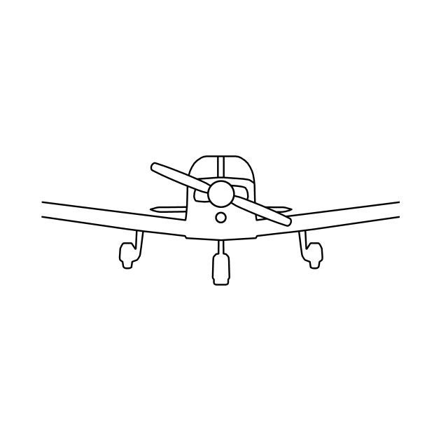 Piper PA28 outline graphic (black) - Piper - T-Shirt | TeePublic