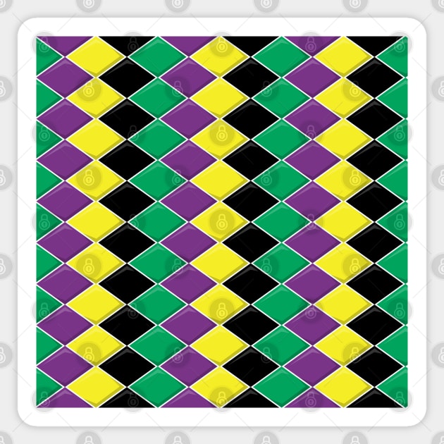Mardi Gras Diamonds - Harlequin - Sticker | TeePublic