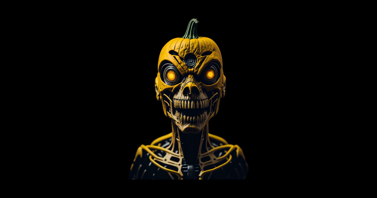 Cyborg Pumpkin Face - Halloween - Sticker | TeePublic