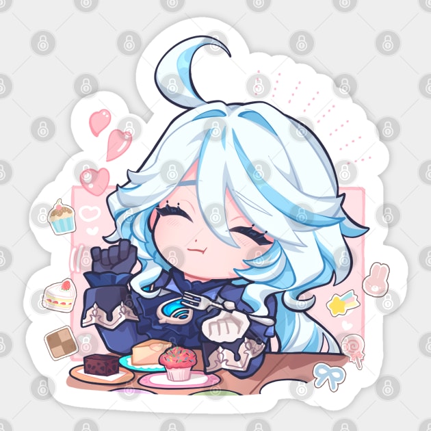 Furina chibi cake - Anime And Manga - Sticker | TeePublic