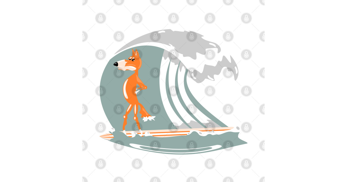 Fox Surfing - Cute Fox - T-Shirt | TeePublic