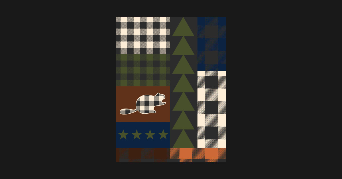 Cozy Christmas Patchwork Aesthetic Quilt Nature Beaver Cabin Pattern ...