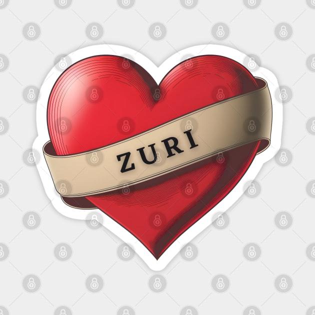 Zuri - Lovely Red Heart With a Ribbon - Zuri - Magnet | TeePublic