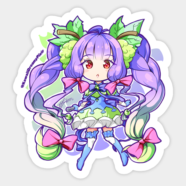Grape Miku Hatsune chibi fruit - Mikugrape - Sticker | TeePublic