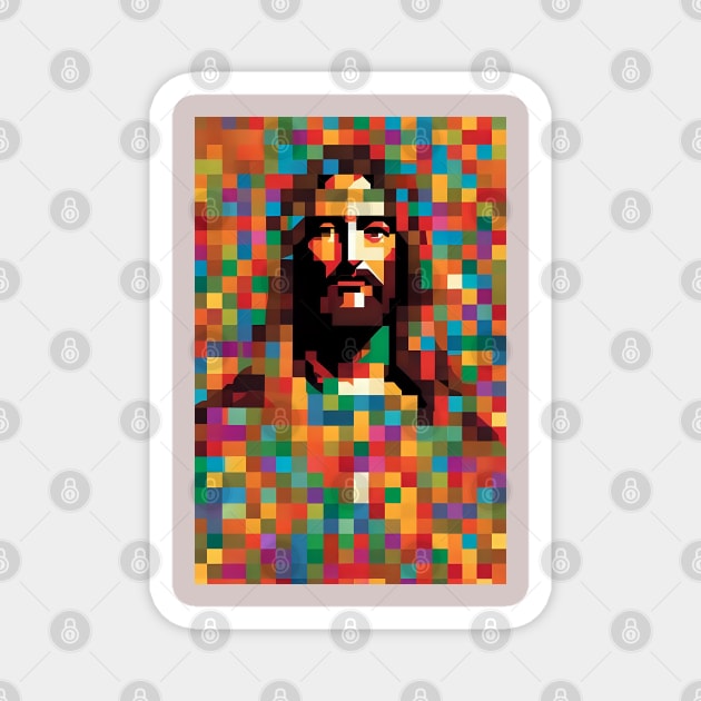 Jesus Christ pixelated pixel art - Jesus Christian Pixel Art - Magnet ...