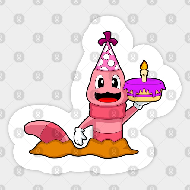 Worm Birthday Cake Candle - Birthday - Sticker | TeePublic